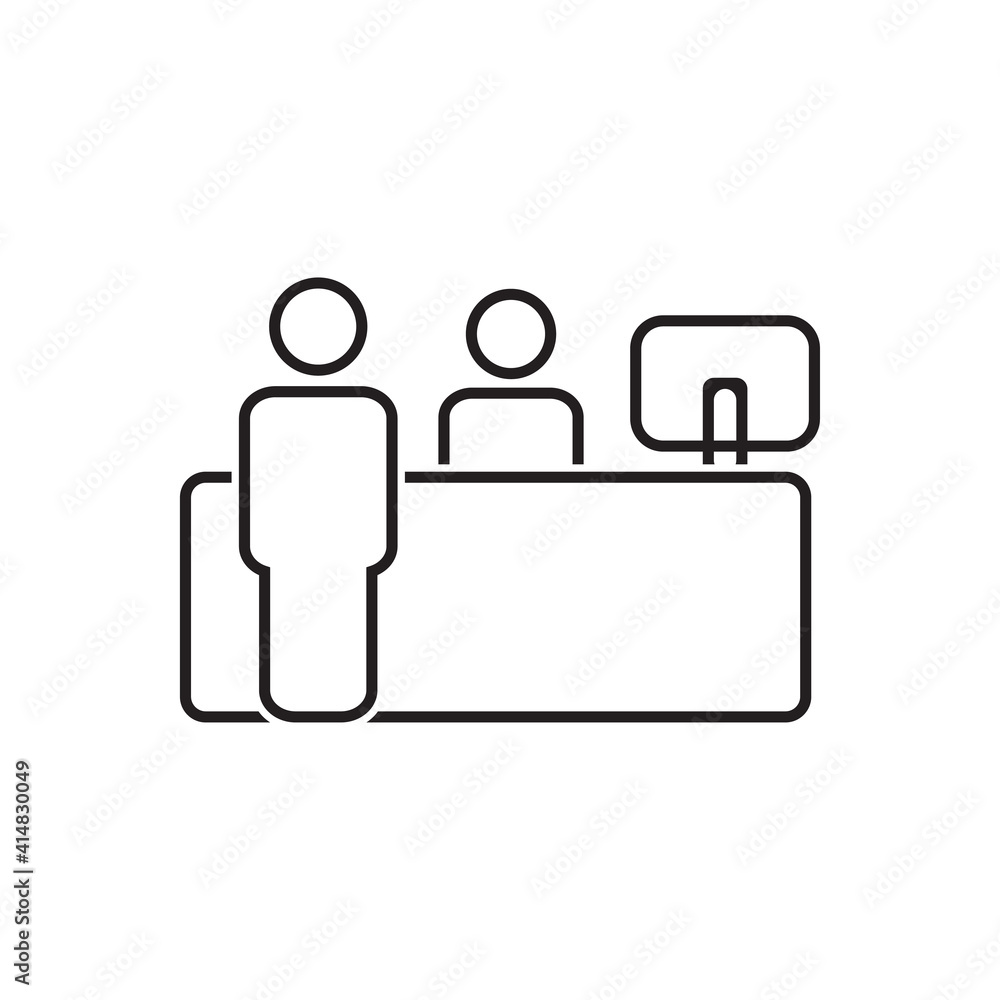 Customer service desk outline icon vector. Reception symbol for graphic ...
