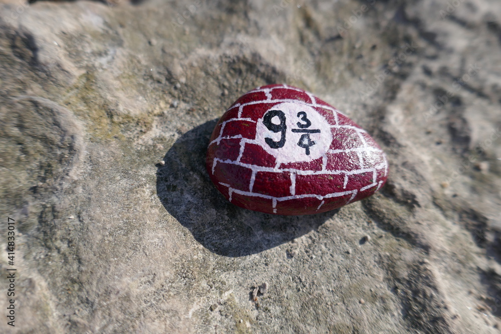 Kindness rock with painted red brick pattern plus number nine and three ...