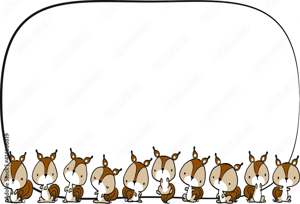 vector squirrel cartoon background border frame Stock Vector | Adobe Stock