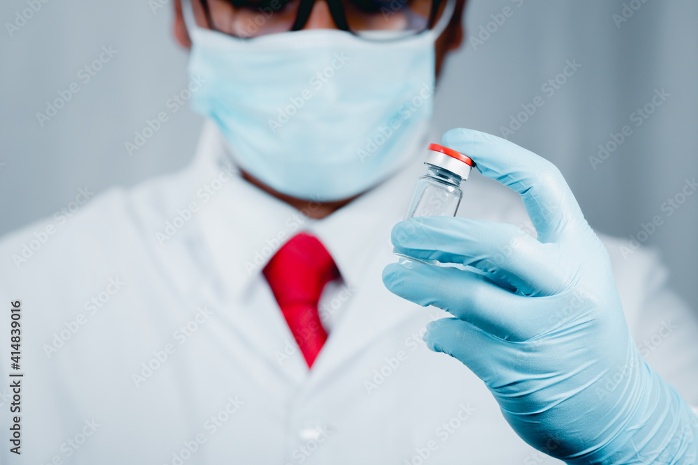 Doctor or scientist wearing antivirus clothing In the laboratory ...
