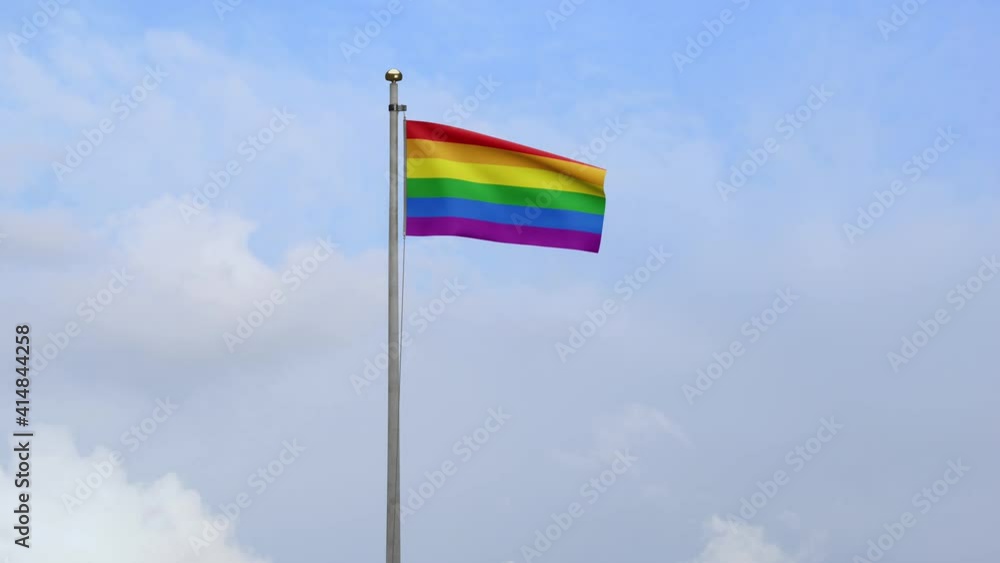 3D illustration Alpha channel of Pride gay flag waving in wind. LGBT ...