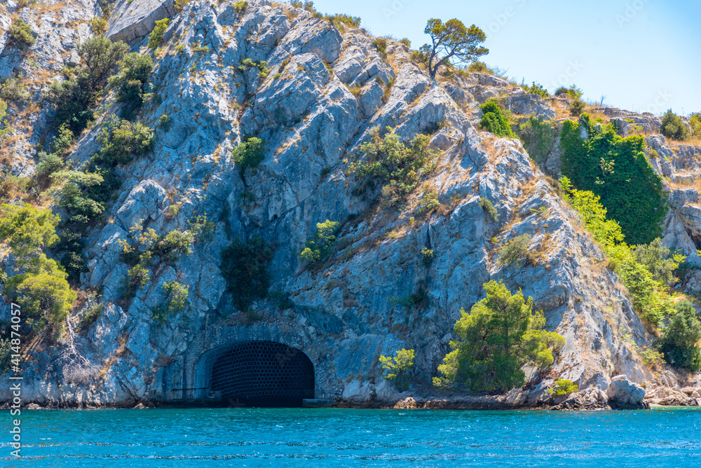 Hitler eyes - a tunnel inside of Sveti Ante channel in Croatia used for ...