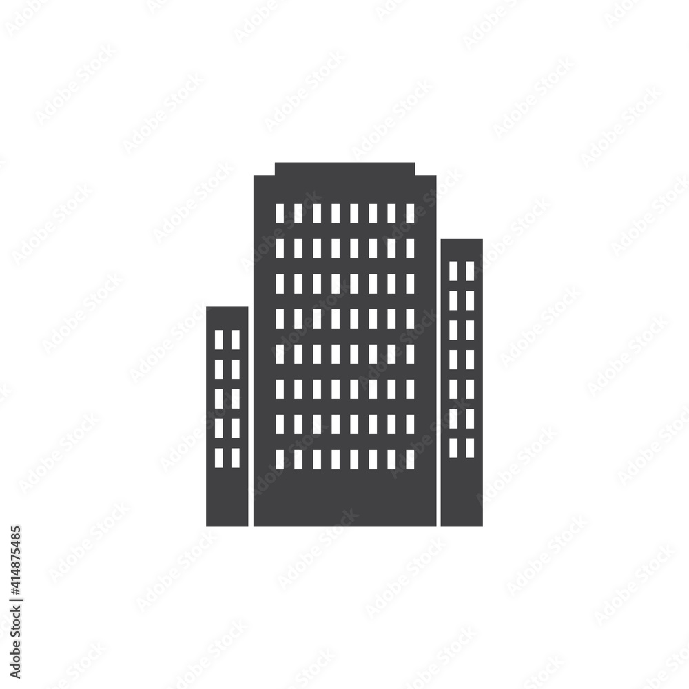 design a tall building in a simple style on isolated white background ...