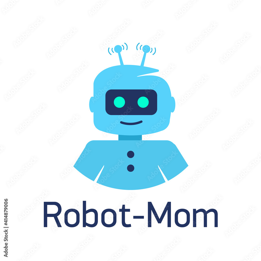 Vecteur Stock Cute cartoon robots. Sign Robot head, avatar or chat bot ...