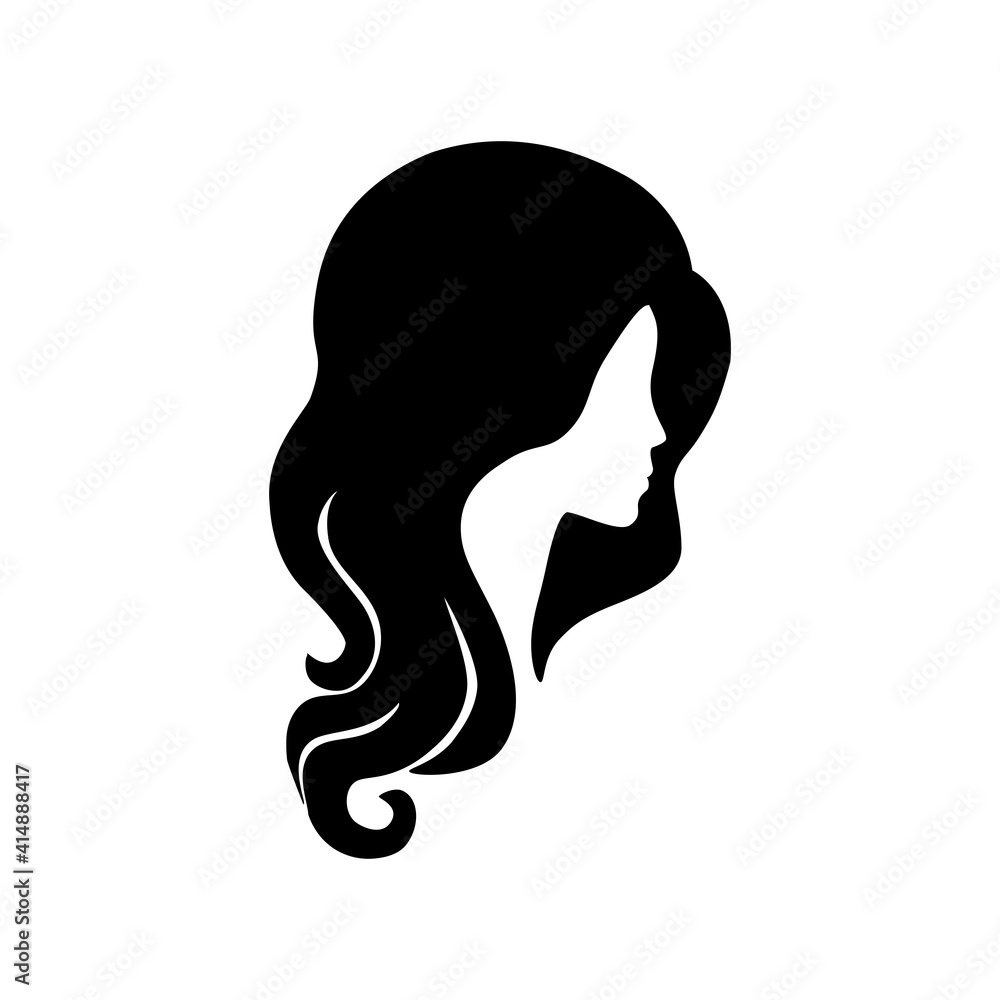 Woman long hair icon for beauty salon Stock Vector | Adobe Stock