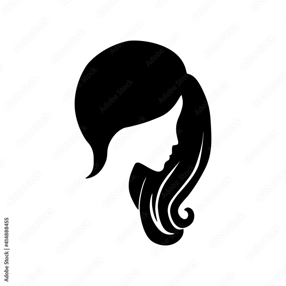 Woman long hair icon for beauty salon Stock Vector | Adobe Stock