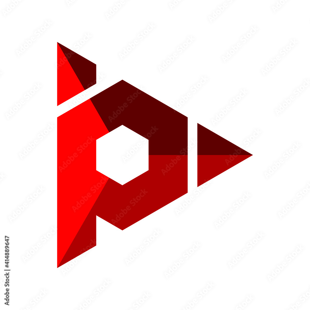 Initial letter P logo template with modern geometric 3d prism ...