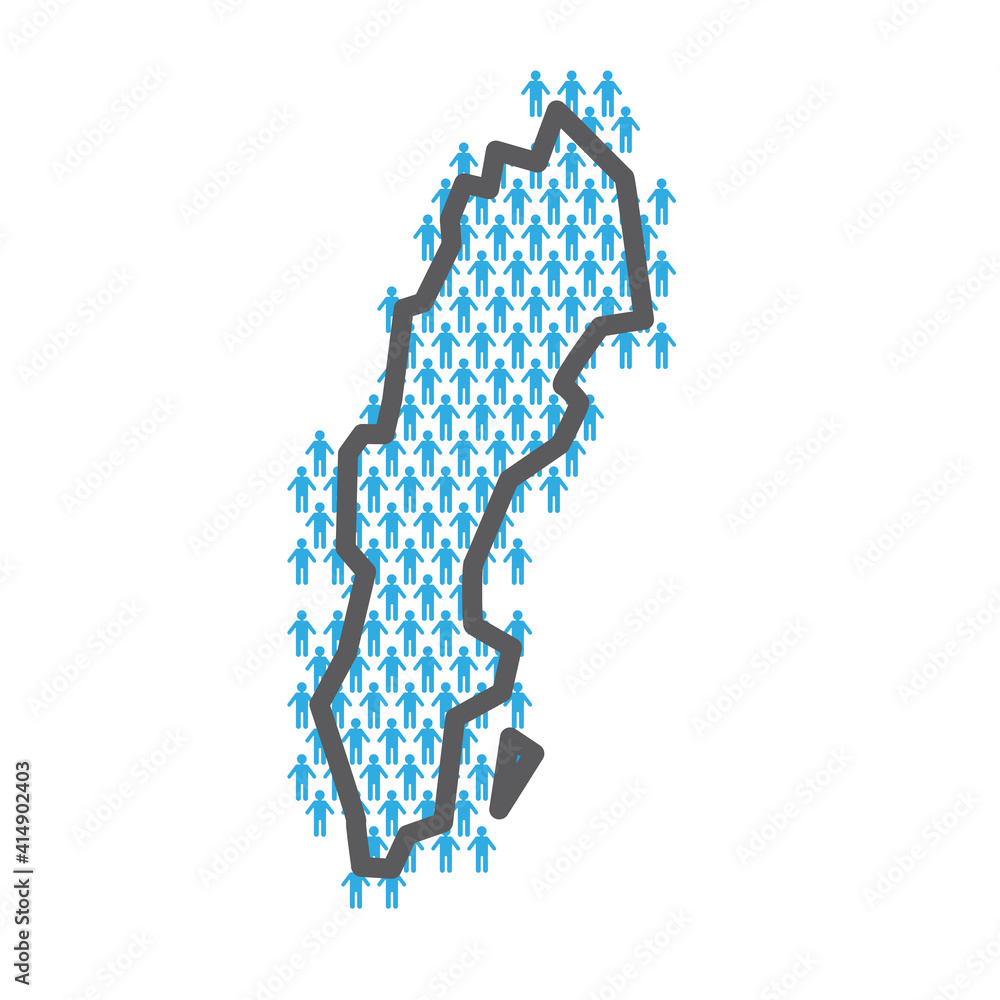 Sweden population map. Country outline made from people figures Stock ...