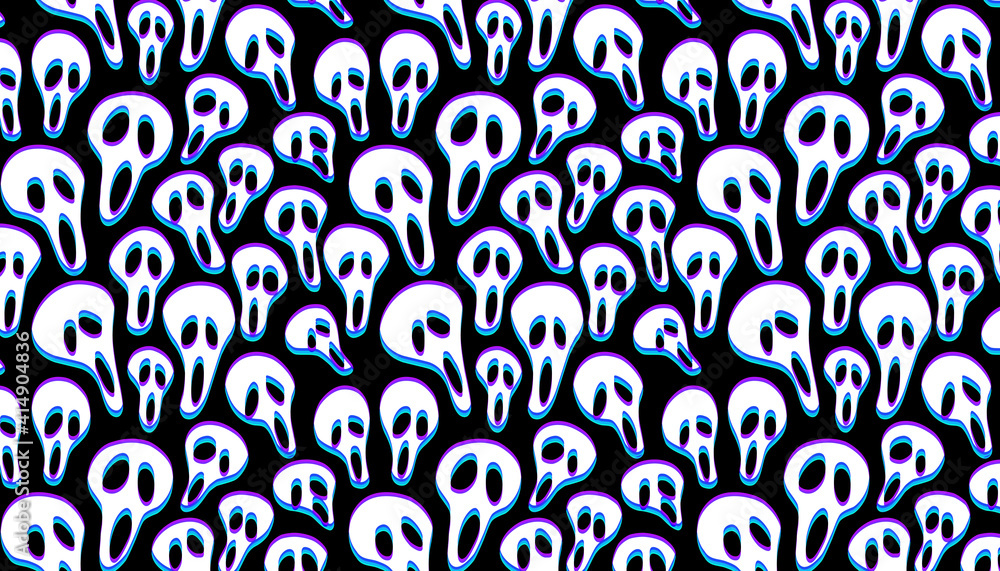 Happy halloween ghost face scream seamless pattern. Stock Vector ...