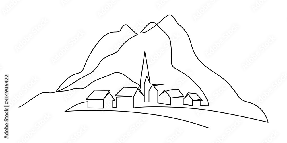 Country Line Art Drawings