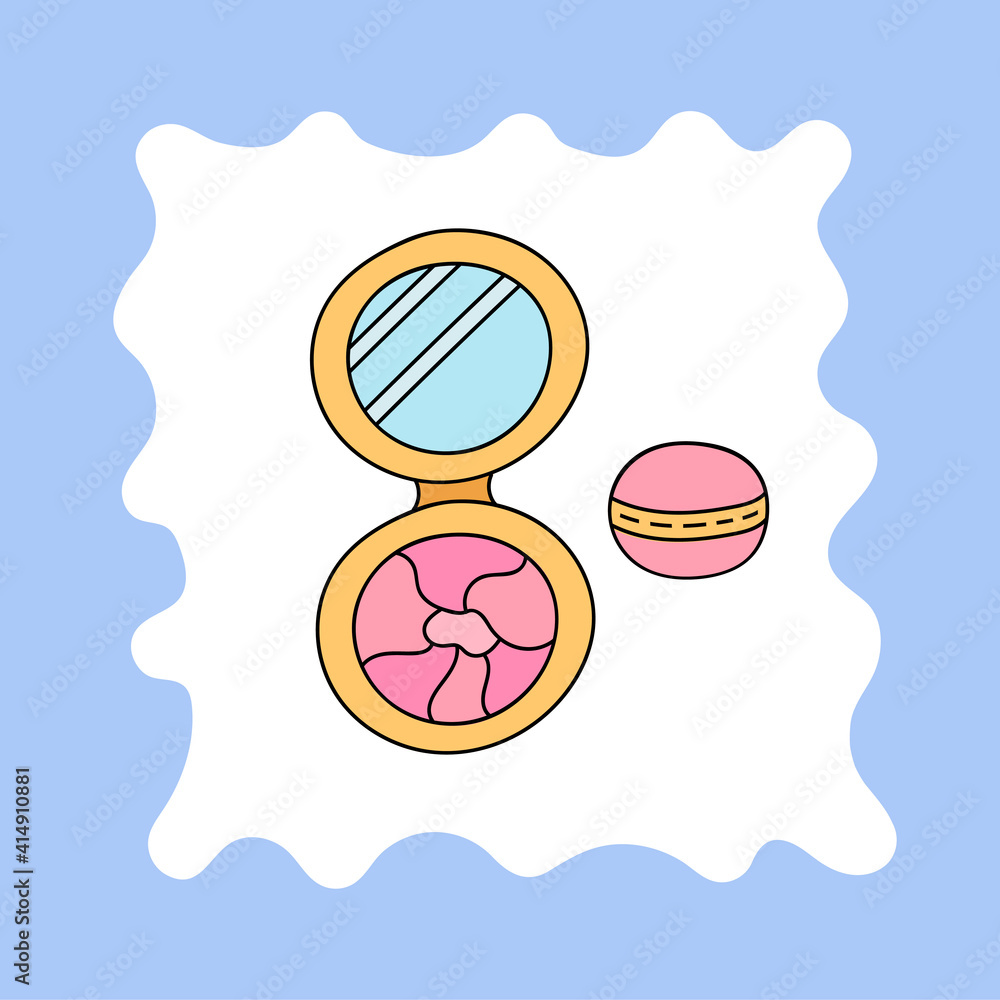 Vetor do Stock: Cute hand drawn face powder with different shades for ...