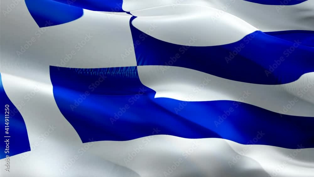 Greek flag Closeup 1080p Full HD 1920X1080 footage video waving in wind ...