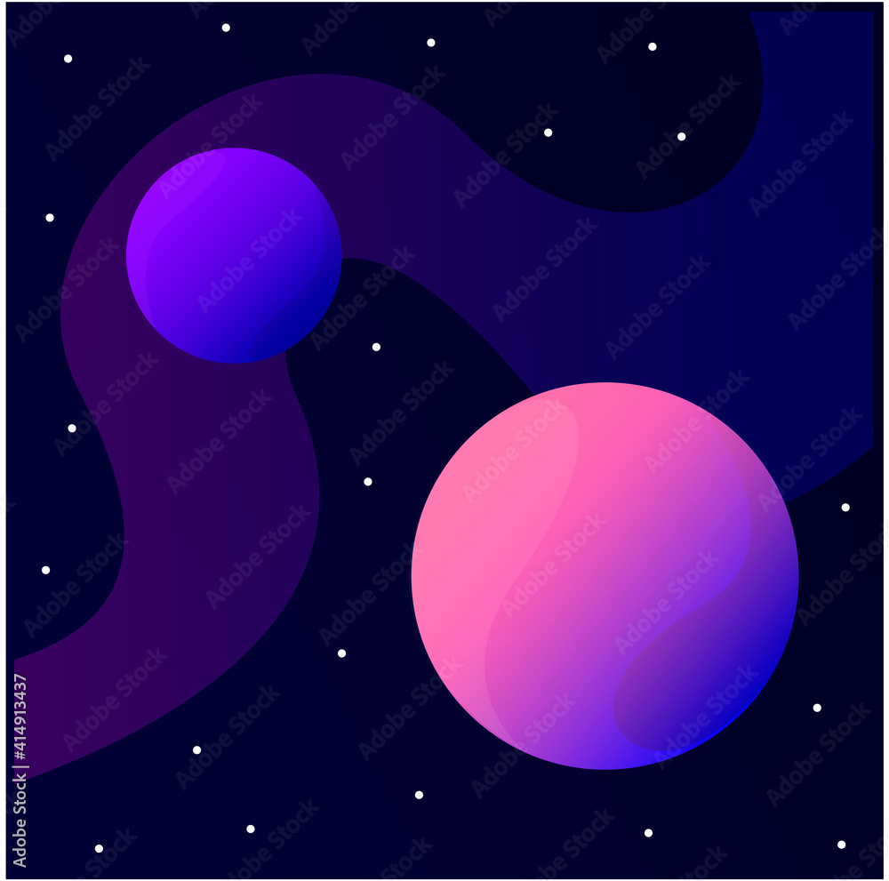 Vector illustration of outer space, stars, planets, galaxies. Stock ...