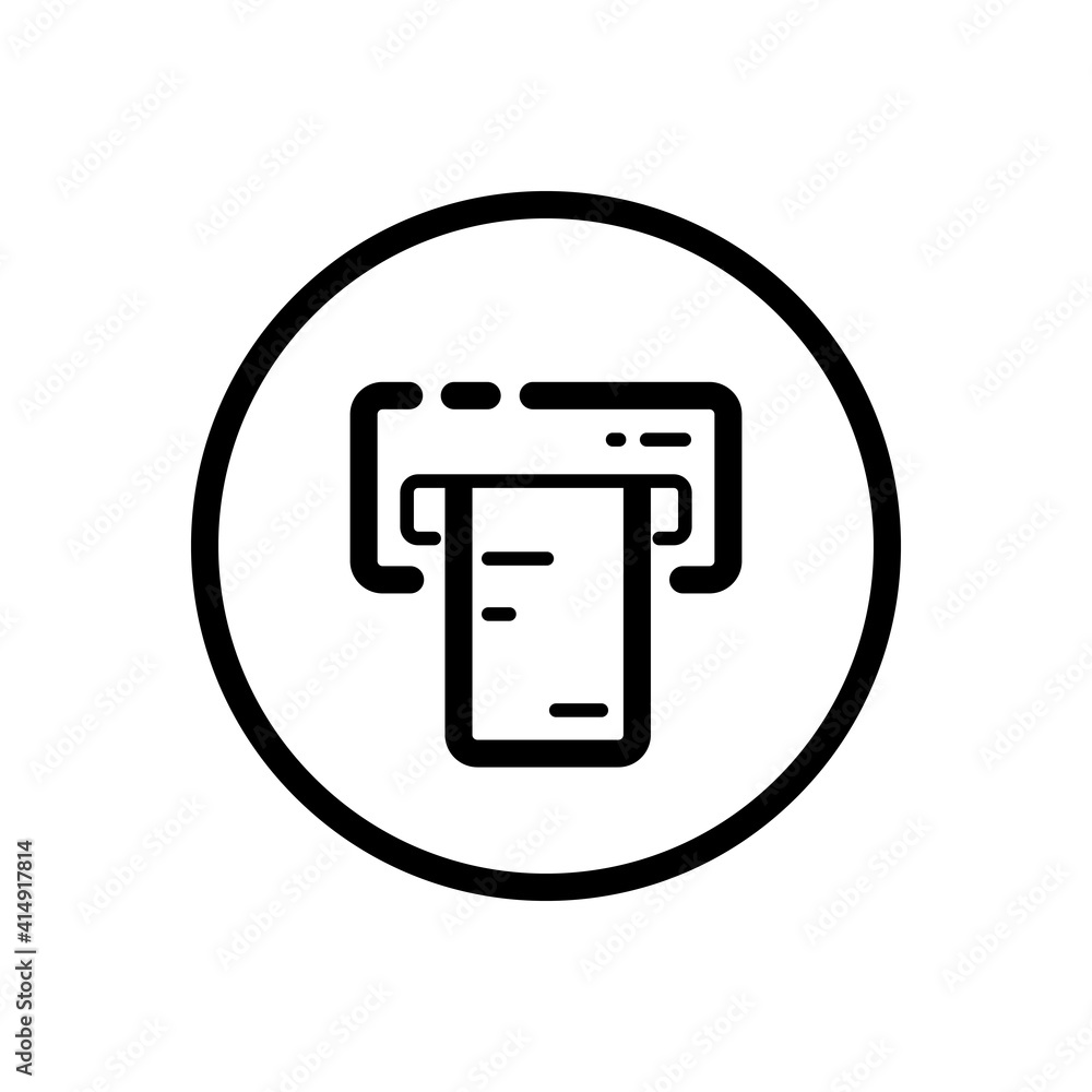 Ticket vending machine. Insert and purchase. Commerce outline icon in a ...