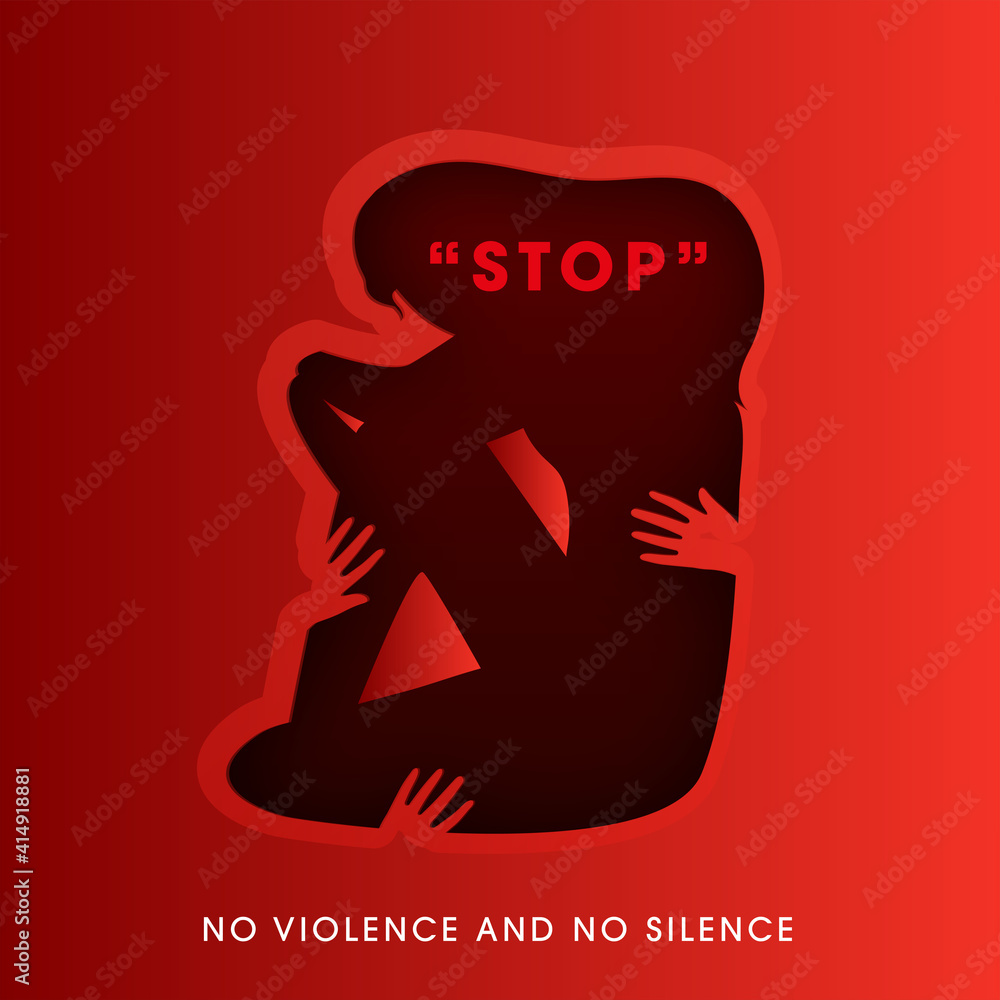 Stop Sexual Harassment Against Women Concept With Silhouette Female On ...