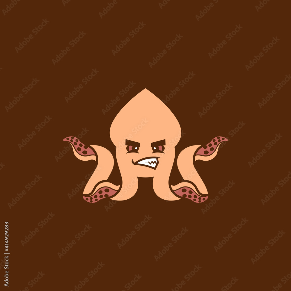 Octopus Angry Mascot Logo Design Stock Vector | Adobe Stock