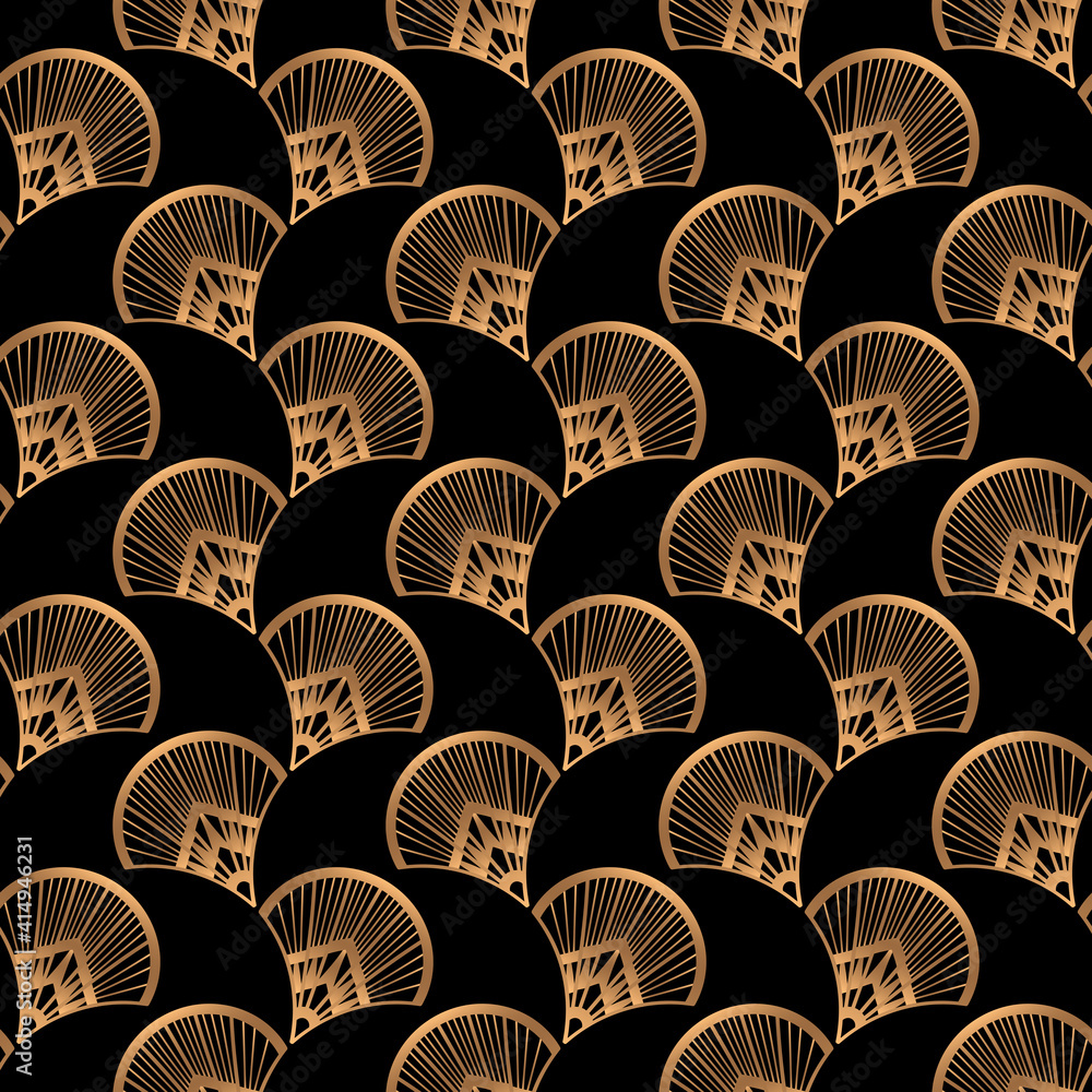 Art deco luxury pattern seamless. Vintage 1920s motif gold black ...