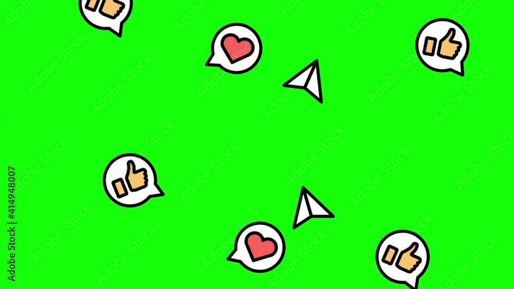 Vector stock 4k animation of many icons of likes, messengers and hands ...