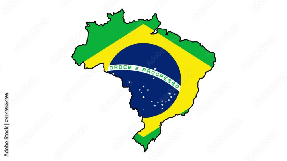 Brazil Map Outline Country Border on white background. Appearance ...