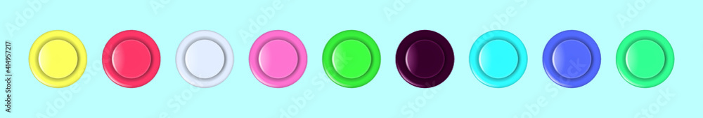 set of arcade button cartoon icon design template with various models ...