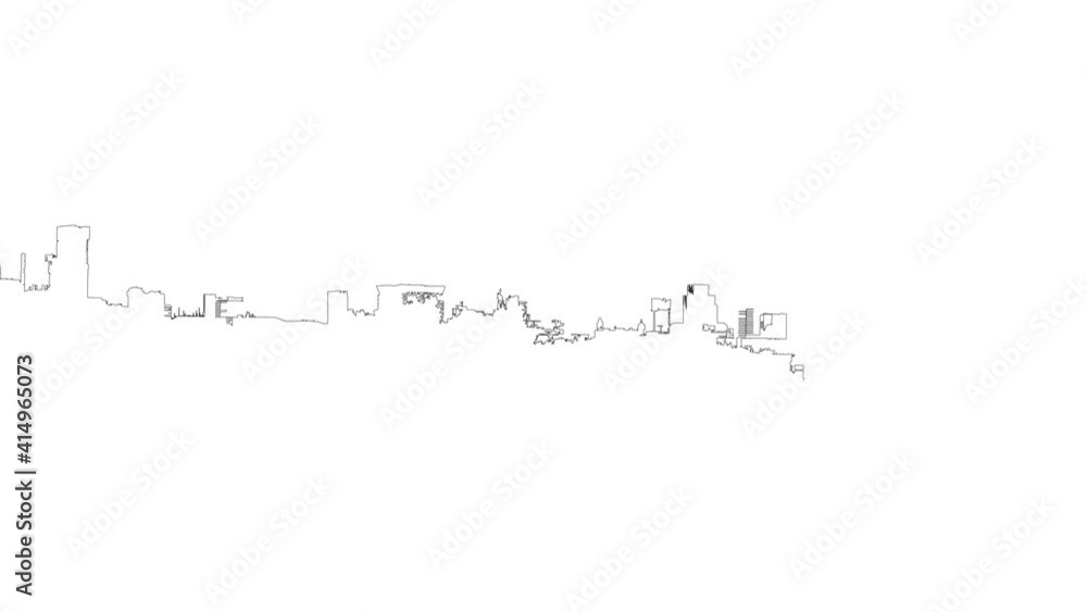 Birmingham City skyline with animated drawing. Birmingham City, England ...