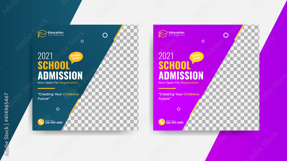 school university education social media post and web banner template ...