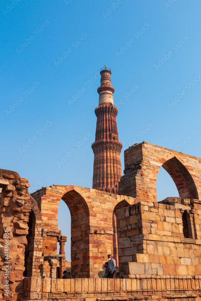 Qutub Minar a highest minaret in India standing 73 m tall tapering ...