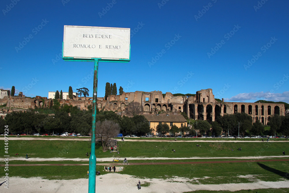 Circus Maximus, Romulus and Remus belvedere, in the background the ...
