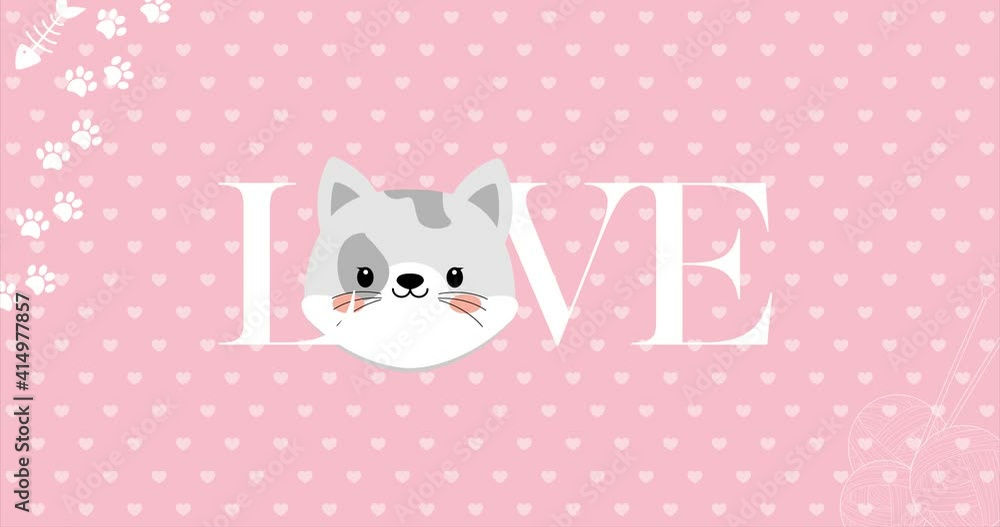 Cute baby cat face with Love typography text. The baby face is like ...