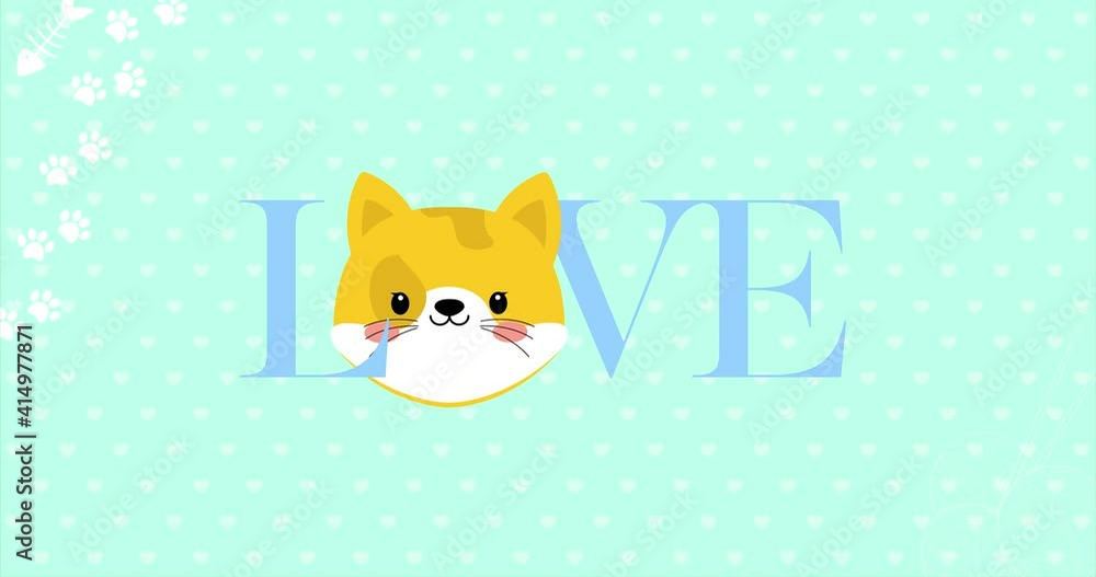 Cute baby cat face with Love typography text. The baby face is like ...