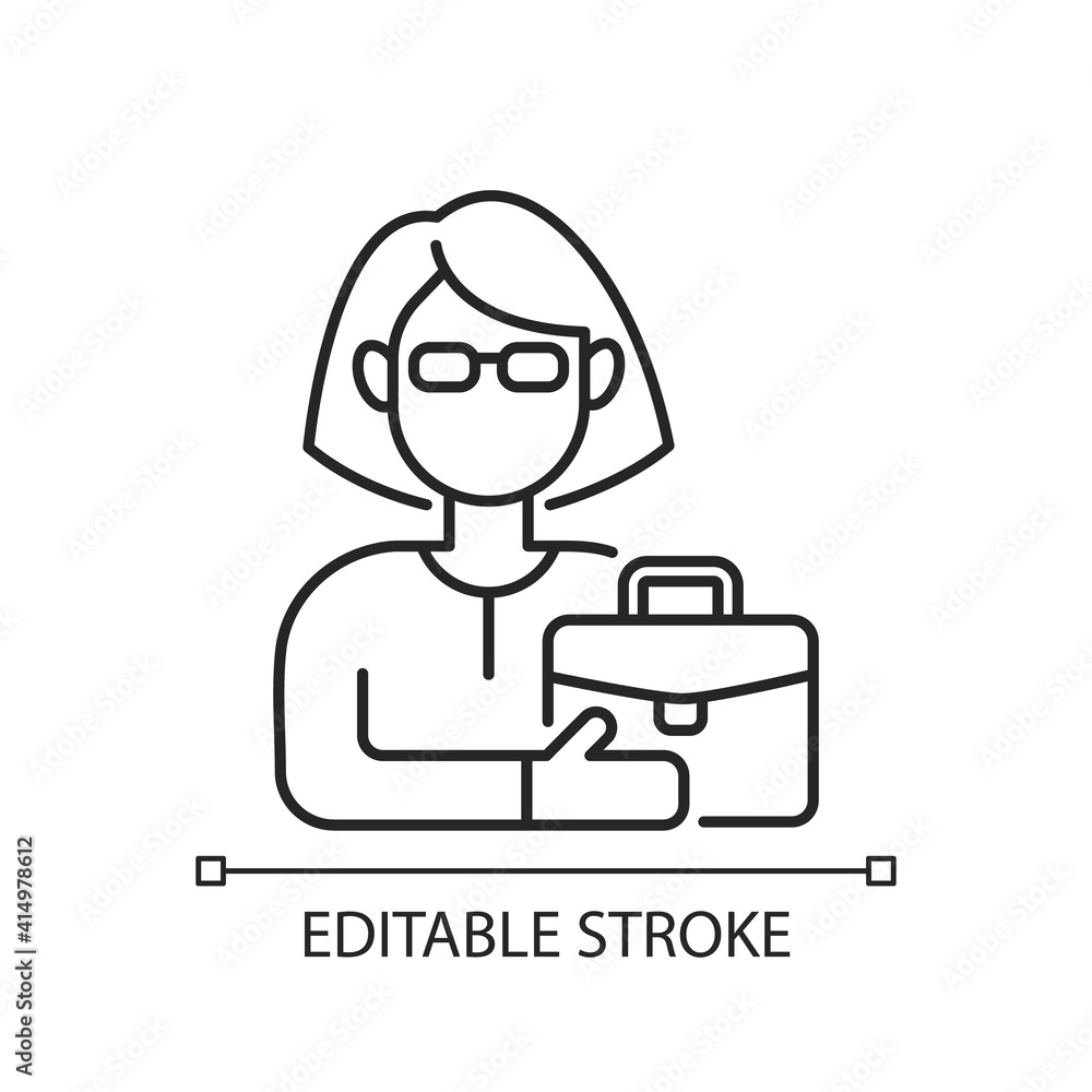 Female adult linear icon. Middle-aged woman. 35-40 years old. Adulthood ...