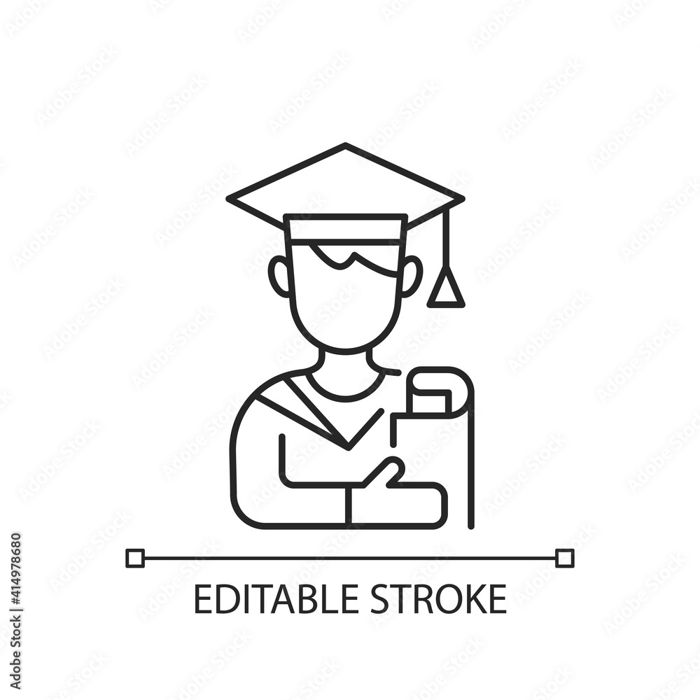 Vettoriale Stock Male student linear icon. Early adulthood ...