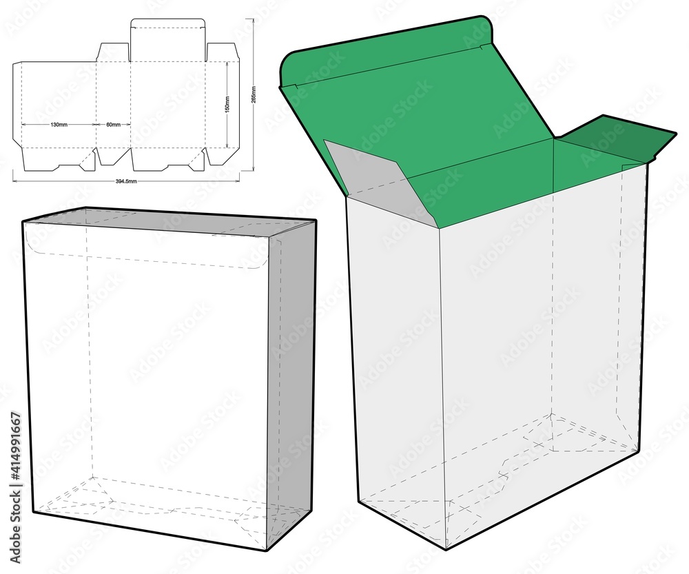 Simple Packaging Box (Internal measurement 13x6x15cm) and Die-cut ...