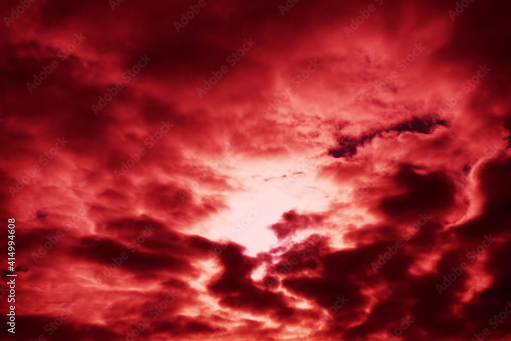 Abstract dark red background. Dramatic red sky. Fantastic sunset ...