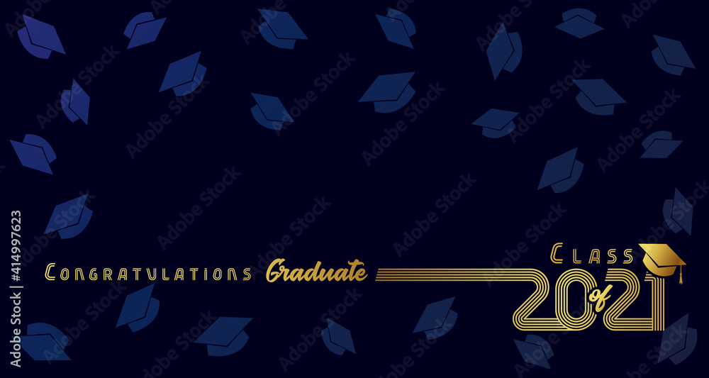 Class of 2021 Congratulation Graduate golden design on dark blue ...