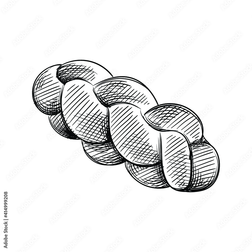 Hand drawn sketch of challah bread on a white background. Bread. Bakery ...