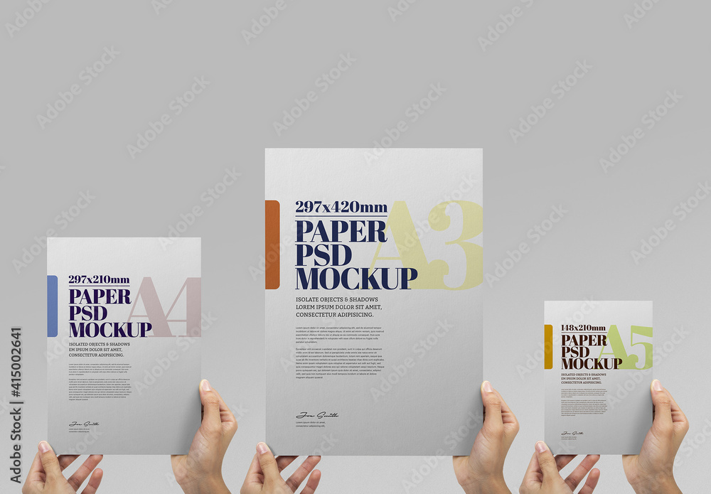 Hands Holding Flyer Mockup - A3, A4, A5 Stock Template | Adobe Stock