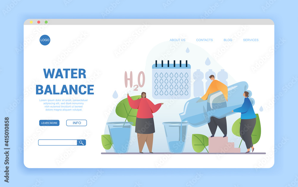 Water balance abstract concept with tiny multiethnic people drinking ...