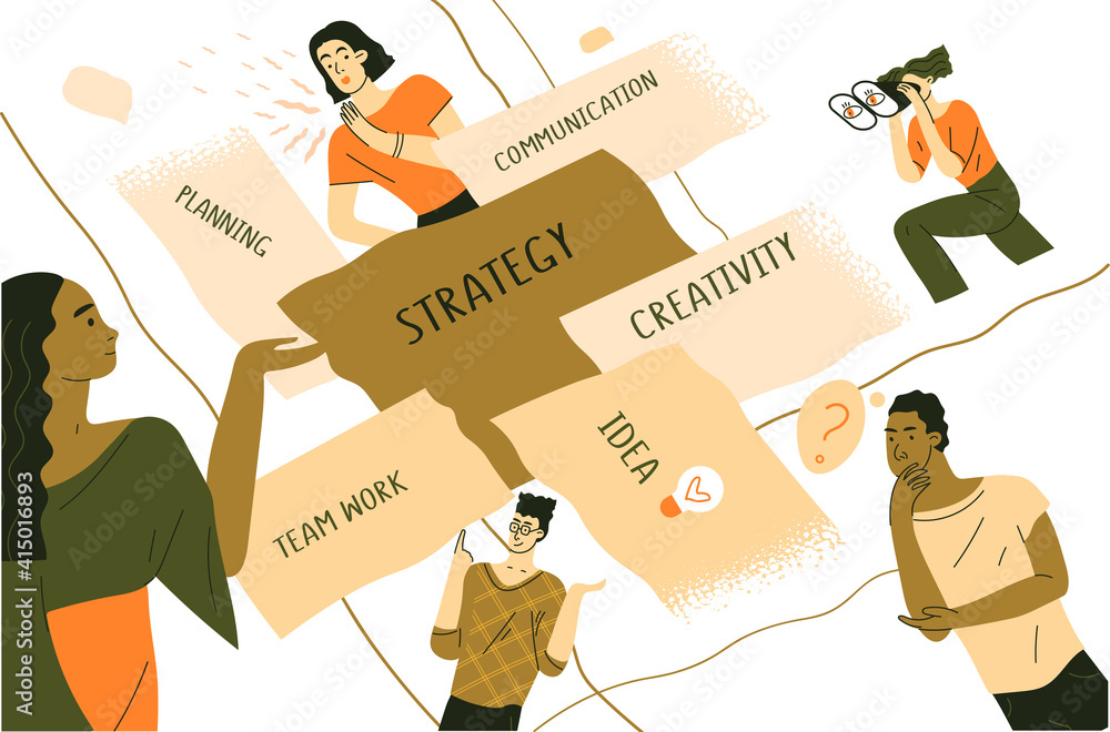 Team metaphor creative concept. Strategy, planning, communication ...