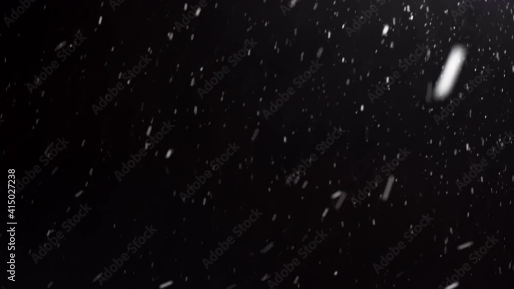 Real Snow, falling snow isolated on black background in 4K to be used ...