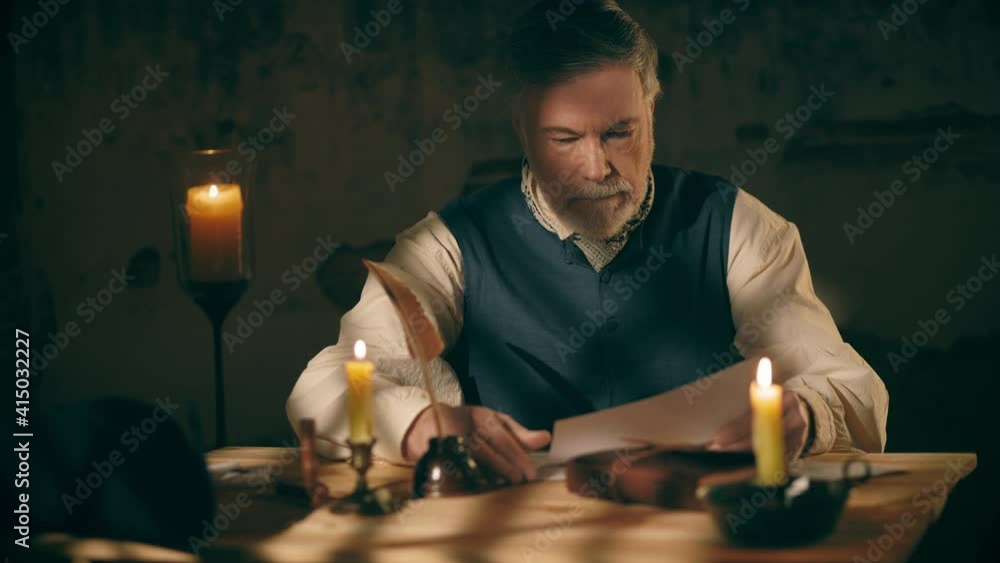 18th century man reading a document Stock Video | Adobe Stock