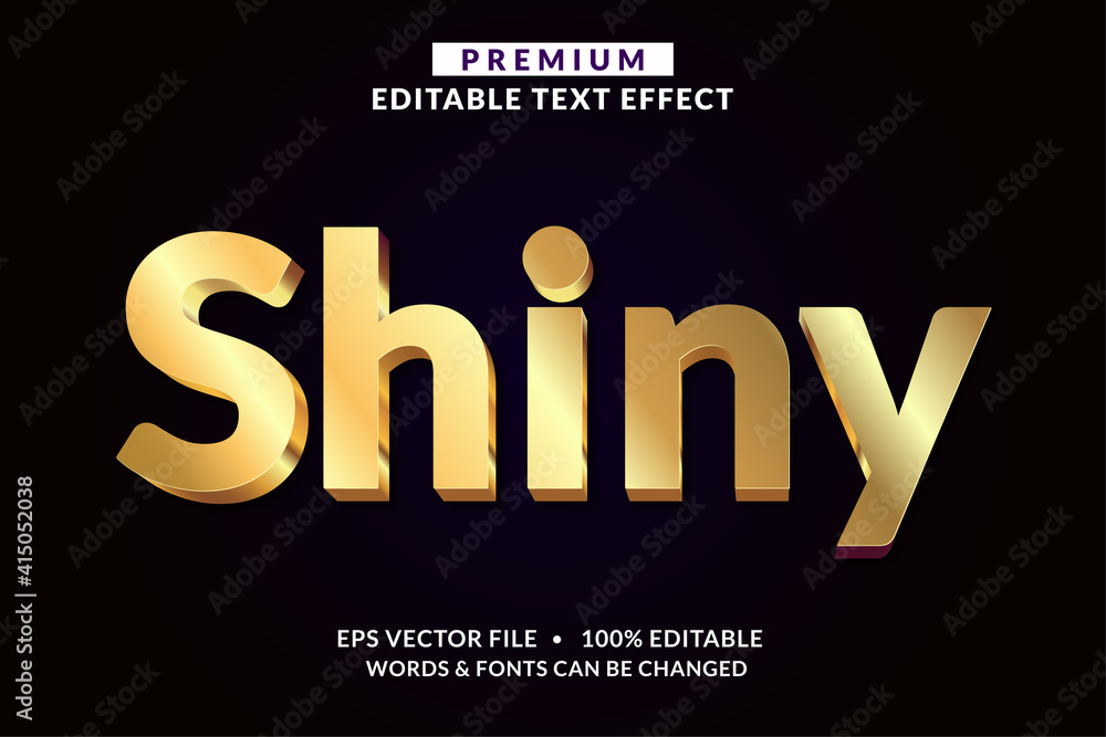 Shiny Editable 3d Text Effect Font Style Templates Stock Vector | Adobe ...