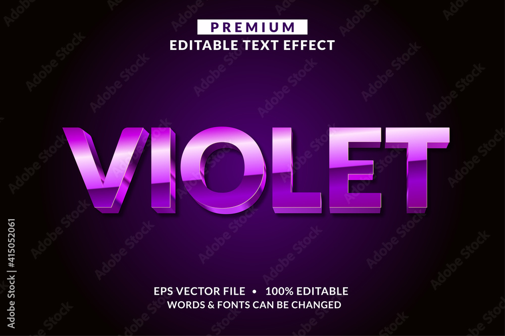 Violet Editable 3d Text Effect Font Style Templates Stock Vector ...
