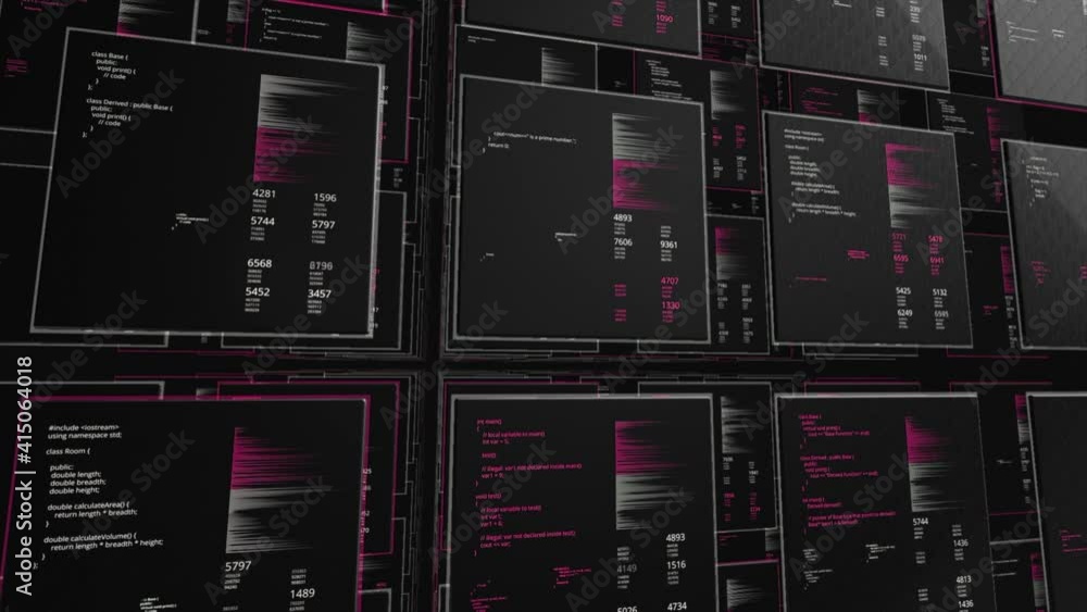 Futuristic Hi Tech User Interface Multi Display With Digital Code And Data Motion Graphics