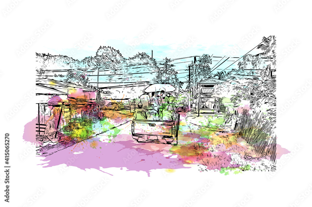 Vetor de Building view with landmark of Iloilo is on Panay Island in ...