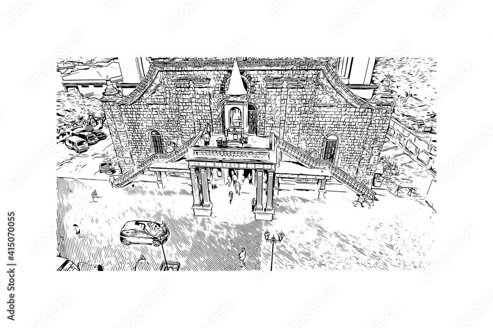 Vetor do Stock: Building view with landmark of Iloilo is on Panay ...