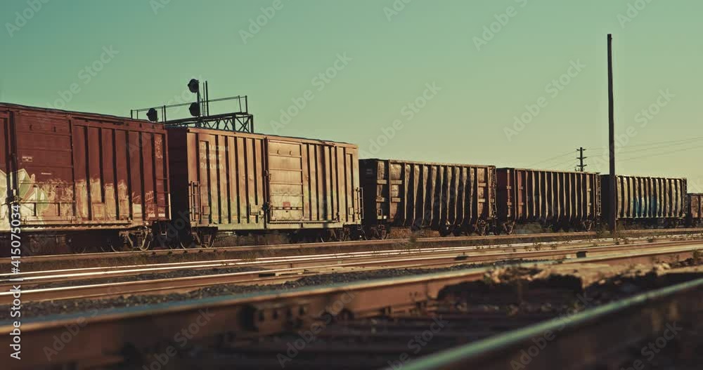Old Freight Train Tanker Cargo Cars Departing Empty Abandoned ...