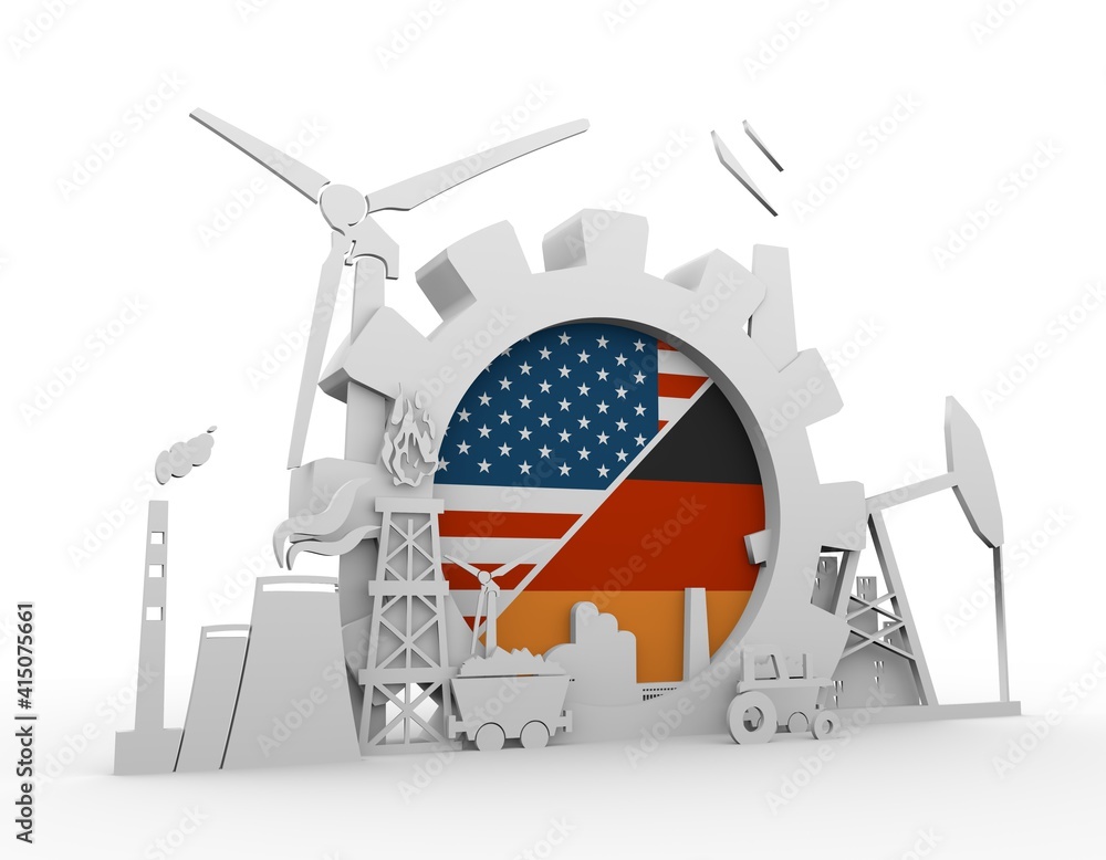 Economic relationship between USA and Germany . National flags ...