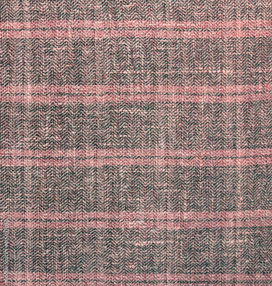 Black; pink tweed boucle with a classic check pattern, woven fabric ...