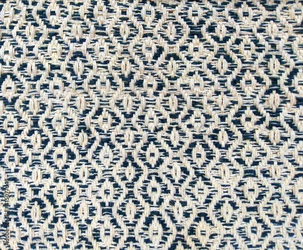 khaki; blue diamond twill weaving pattern, cotton rope weave texture ...